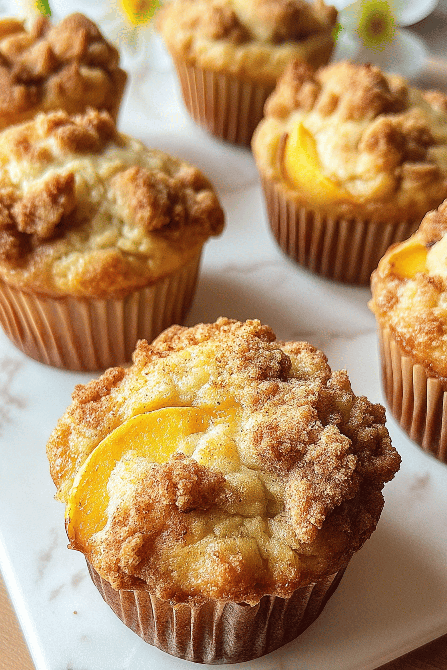 Easy Recipe For Moist Peach Muffins With Crumb